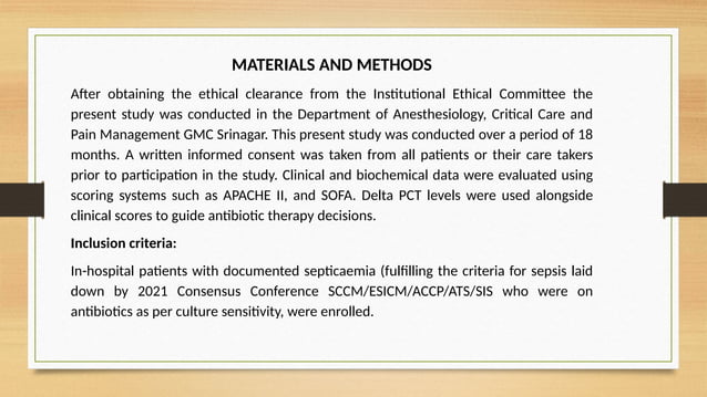 procal guided management of sepsis in ICU patients | PPT