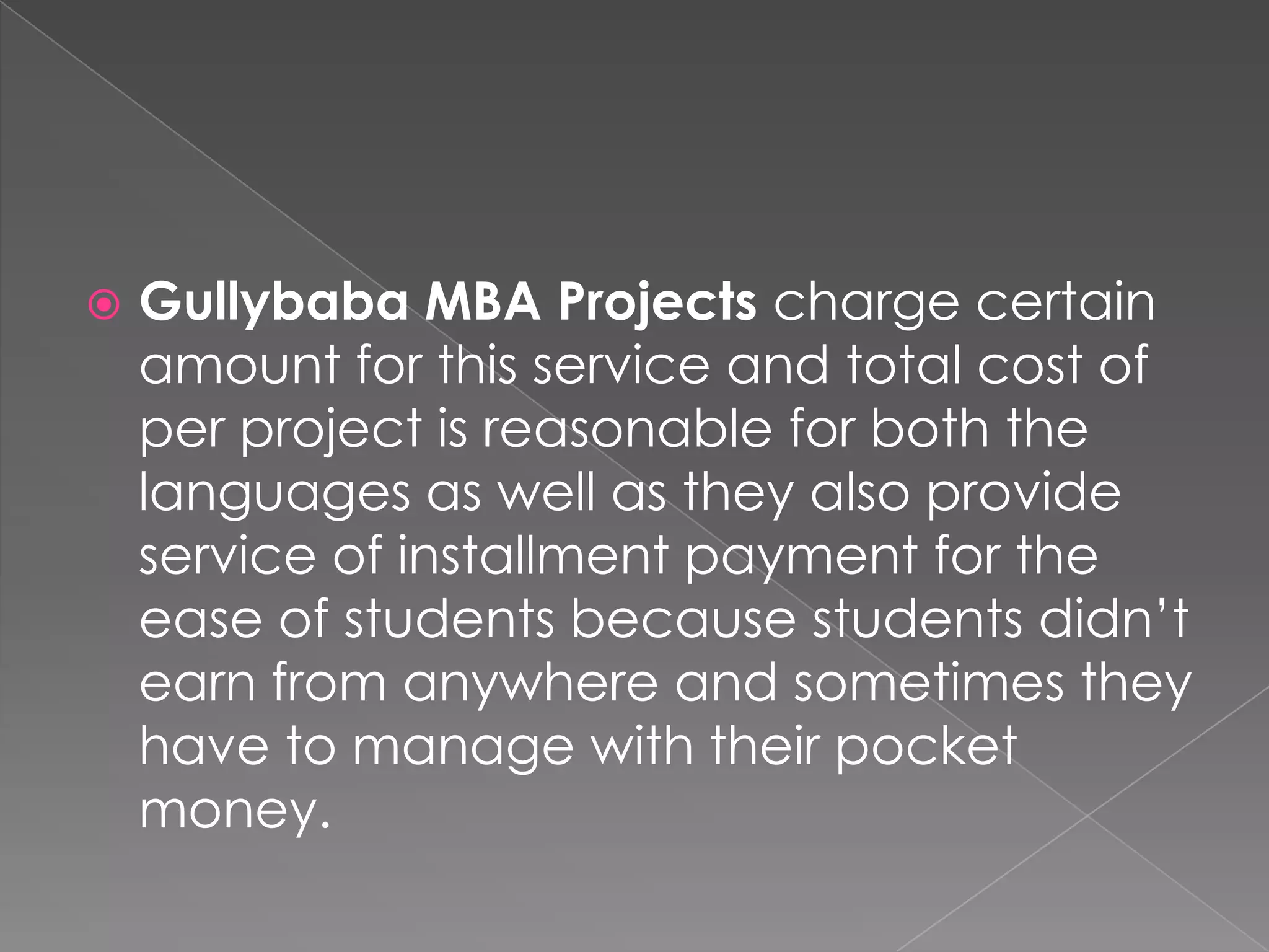 Gullybaba mba projects | PPT