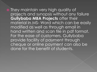 Gullybaba mba projects | PPT