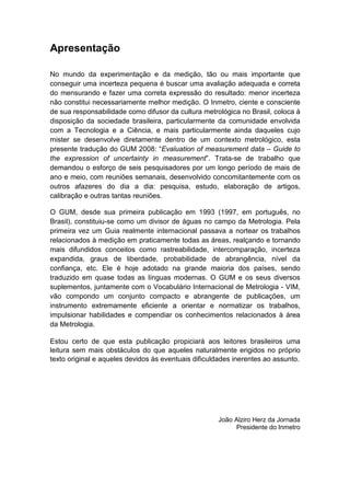 Avaliação de dados de medição: Guia para a expressão de incerteza de ...