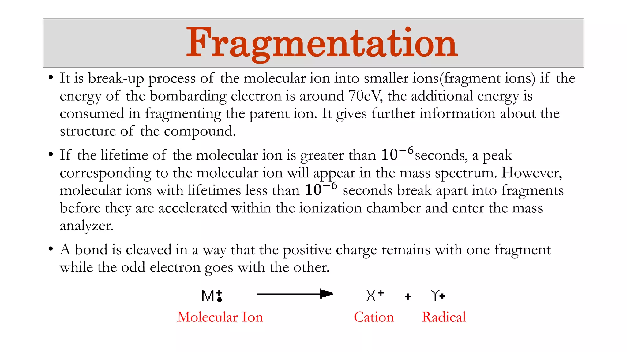 Fragmentation Pattern in Mass Spectra | PPTX
