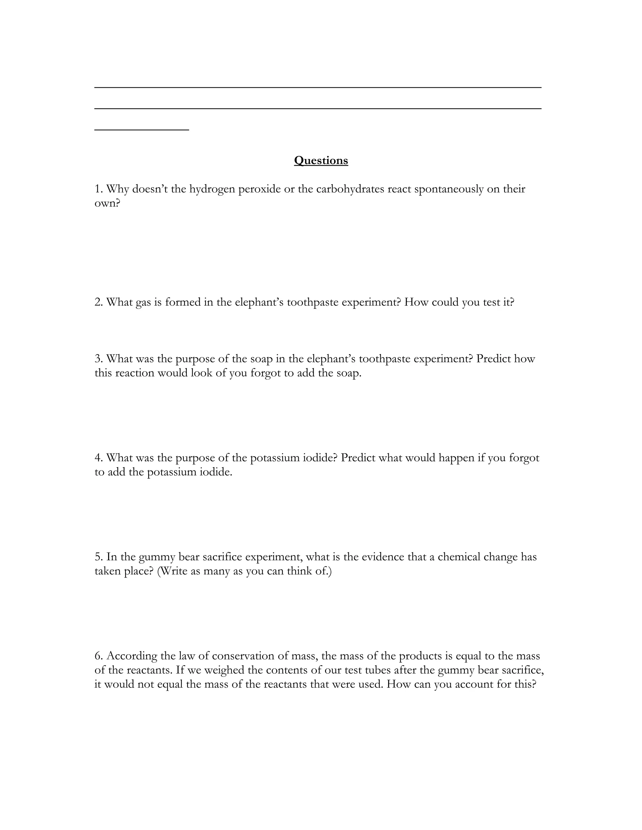 Chemistry - Gummy bear sacrifice in foam city Lab | DOC