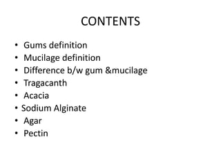 GUMS AND MUCILAGES.pdf Detailed description on the types of gums and ...