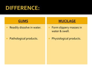 Gums & mucilage pharmacognosy | PPTX