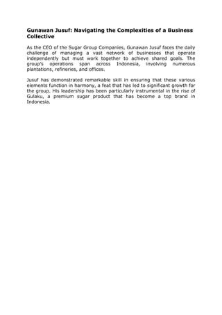 Gunawan Jusuf: Navigating the Complexities of a Business Collective ...