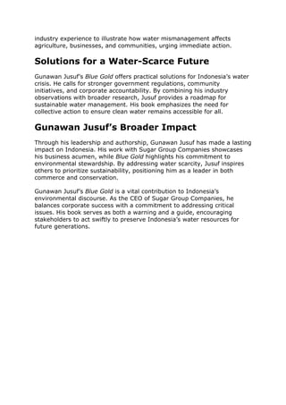 Gunawan Jusuf’s Blue Gold: Tackling Indonesia’s Water Crisis | PDF