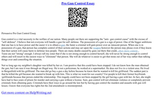 Gun Control Essay | PPT