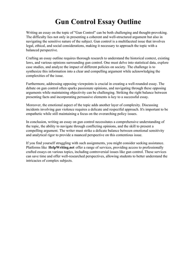 Gun Control Essay Outline | PDF