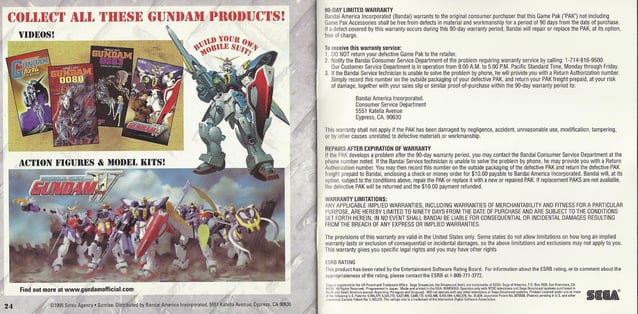 Gundam side story 0079 manual ntsc dreamcast | PPT