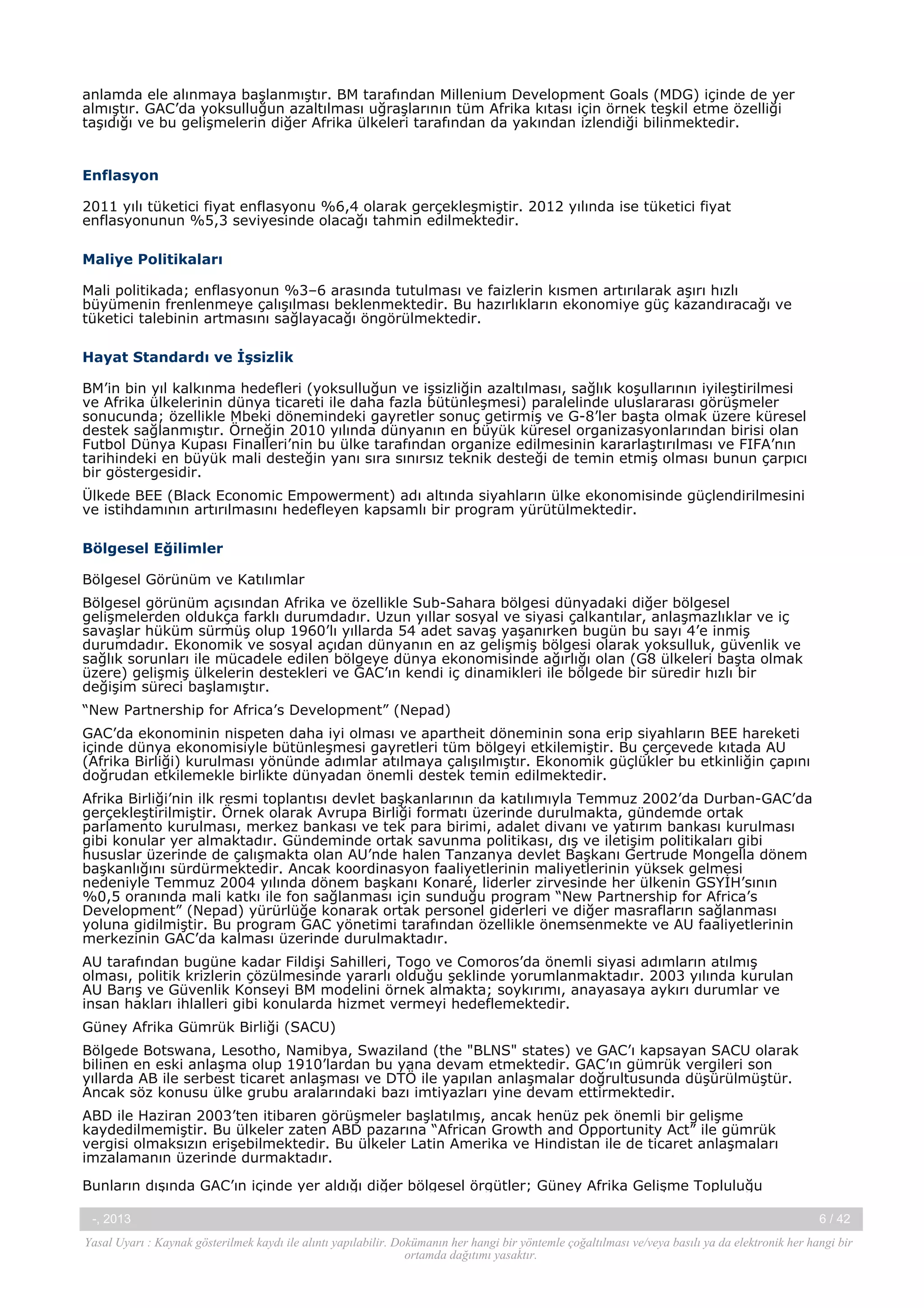 Guney afrika cum_ulke_raporu_2013 | PDF