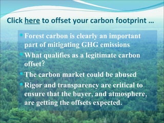 Forest Carbon Offsets: A scorecard for evaluating project quality | PPT