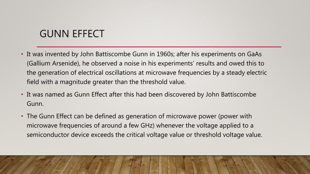 Gunn diode characteristics and conductivity | PPTX | Chemistry | Science