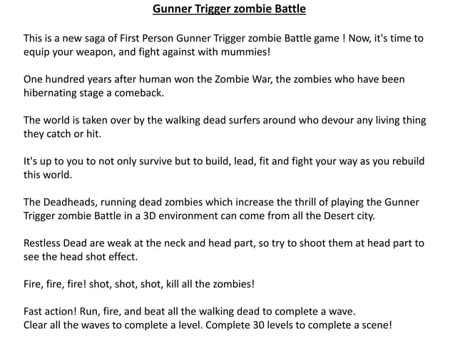 Gunner trigger zombie battle | PPTX | Arms & Ammunition | Sensitive Topics