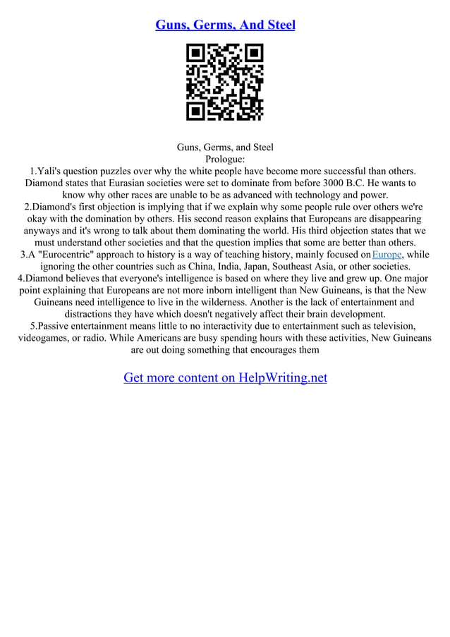 Guns Germs And Steel Essay | PDF