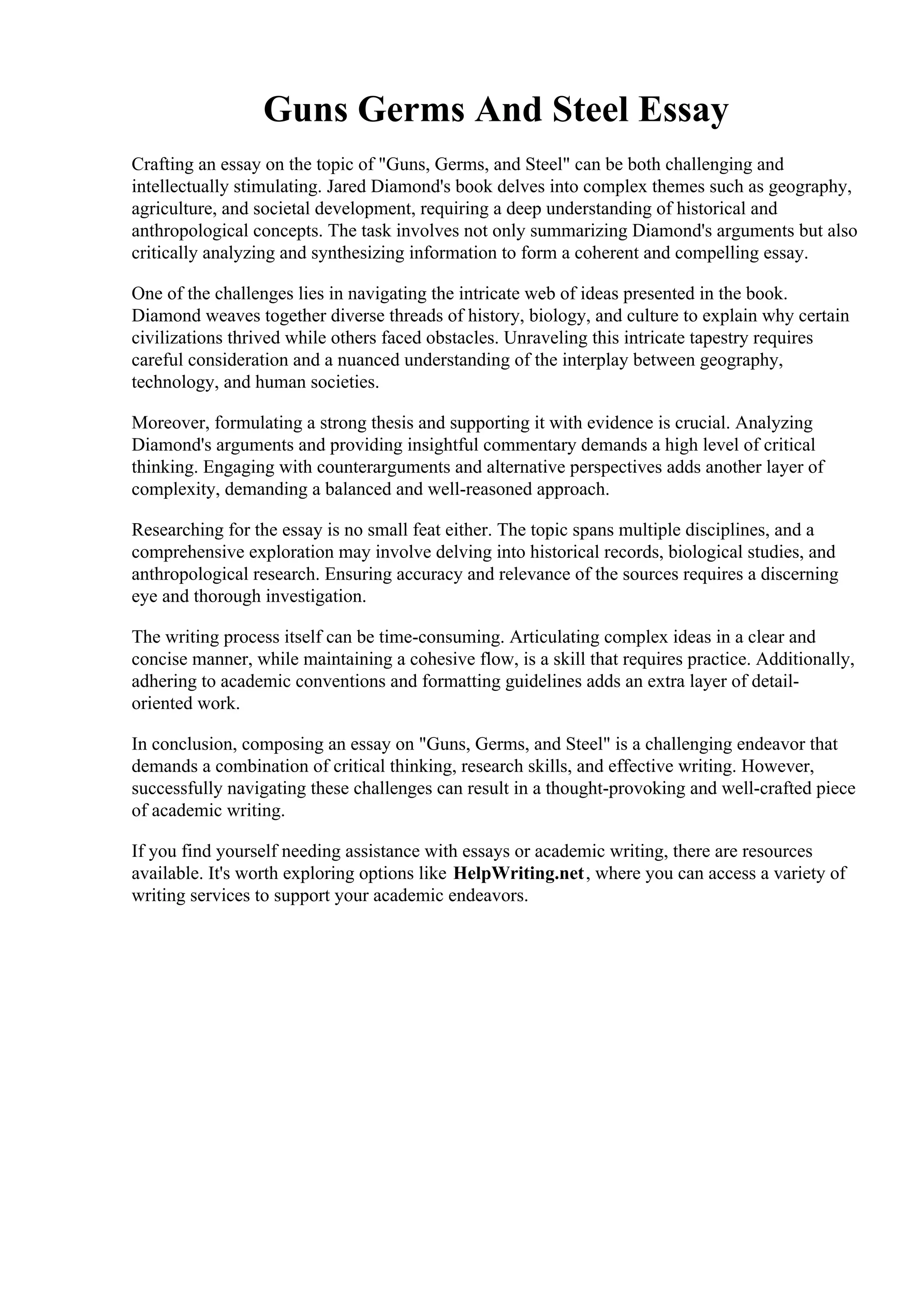 Guns Germs And Steel Essay | PDF