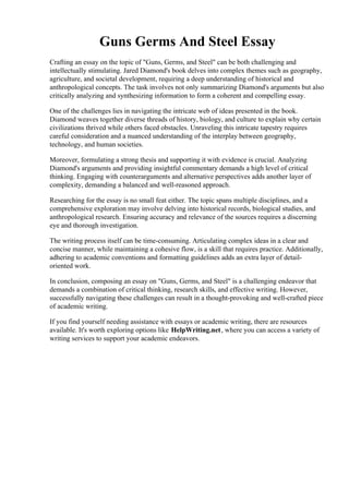 Guns Germs And Steel Essay | PDF