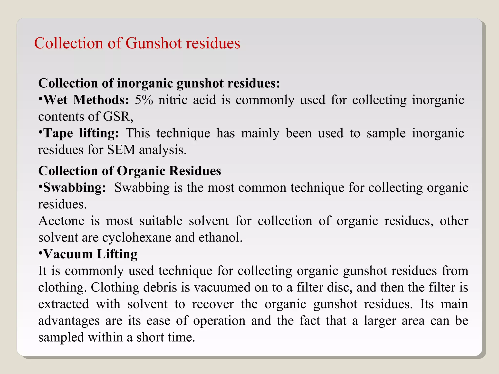 Gunshot residue, forensic analysis and interpretation ppt 03 | PPT