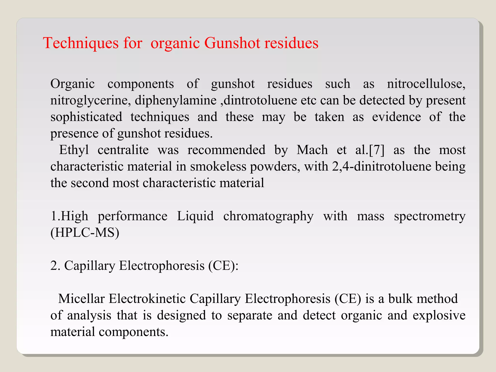Gunshot residue, forensic analysis and interpretation ppt 03 | PPT