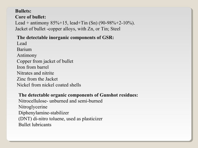 Gunshot residue, forensic analysis and interpretation ppt 03 | PPT ...