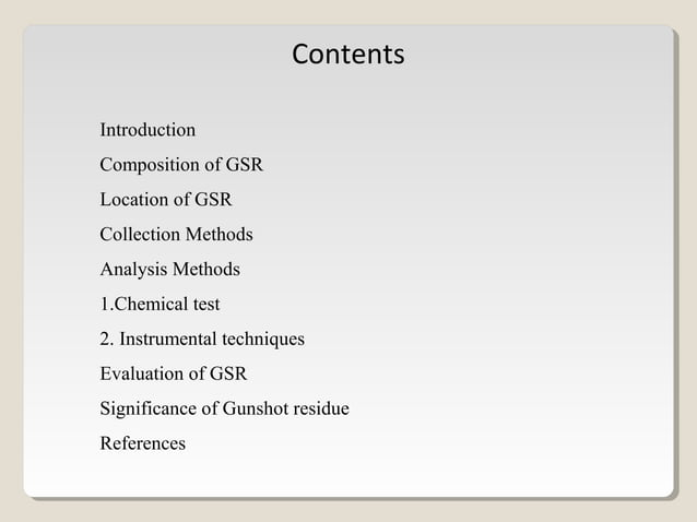 Gunshot residue, forensic analysis and interpretation ppt 03 | PPT ...