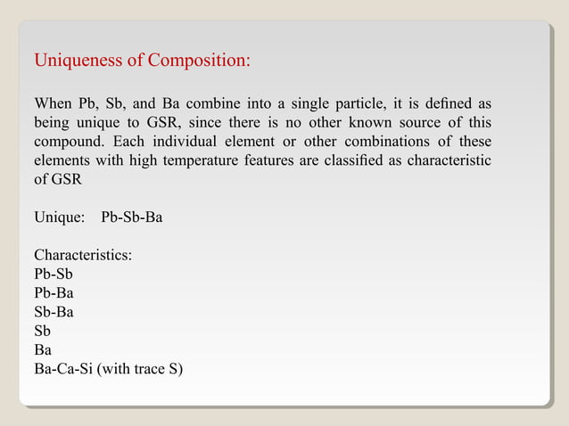 Gunshot residue, forensic analysis and interpretation ppt 03 | PPT ...