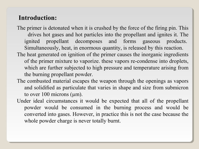 Gunshot residue, forensic analysis and interpretation ppt 03 | PPT ...