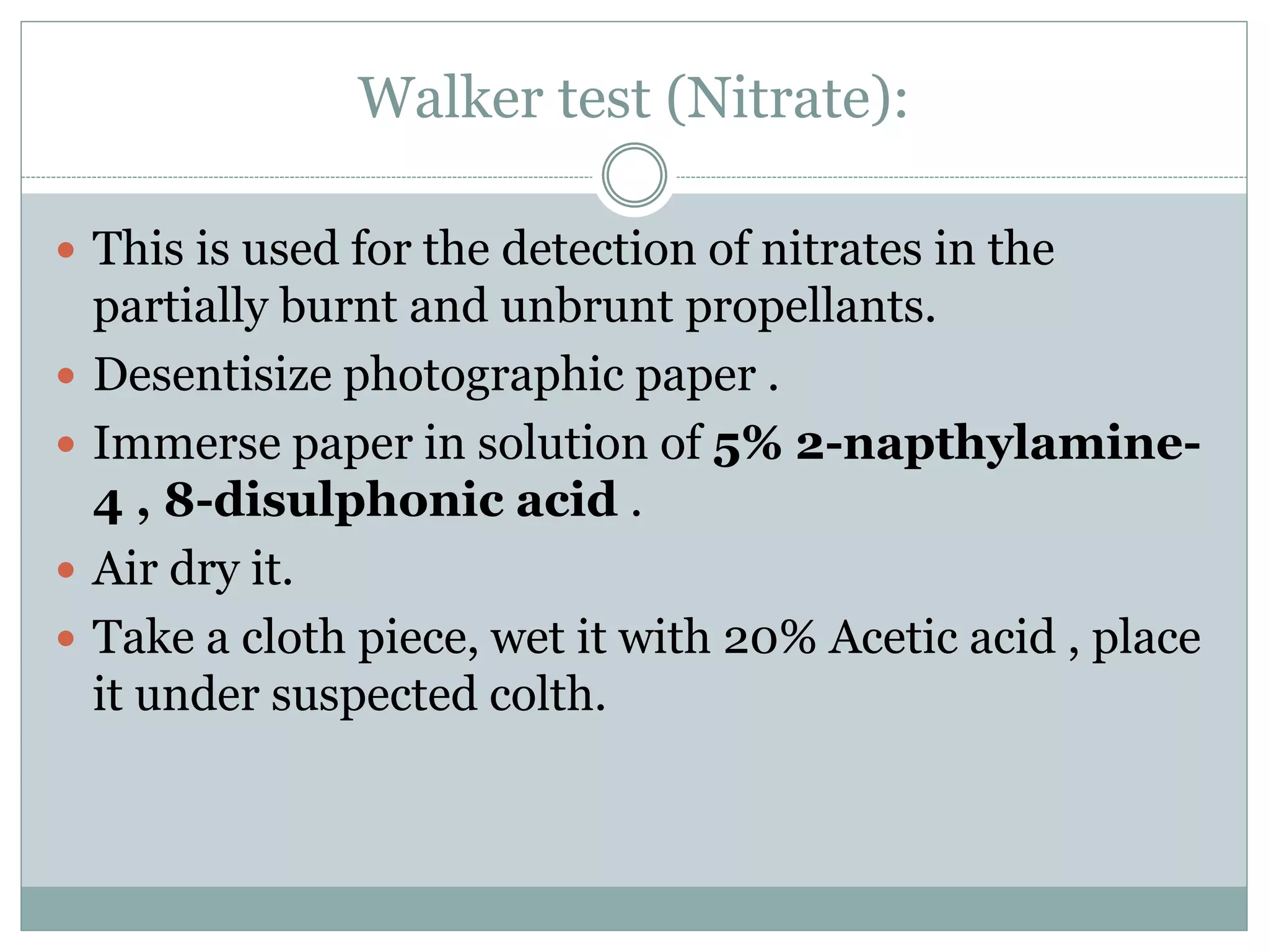 Chemical tests for GSR | PPTX