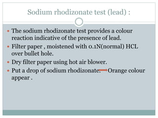 Chemical tests for GSR | PPTX | Arms & Ammunition | Sensitive Topics