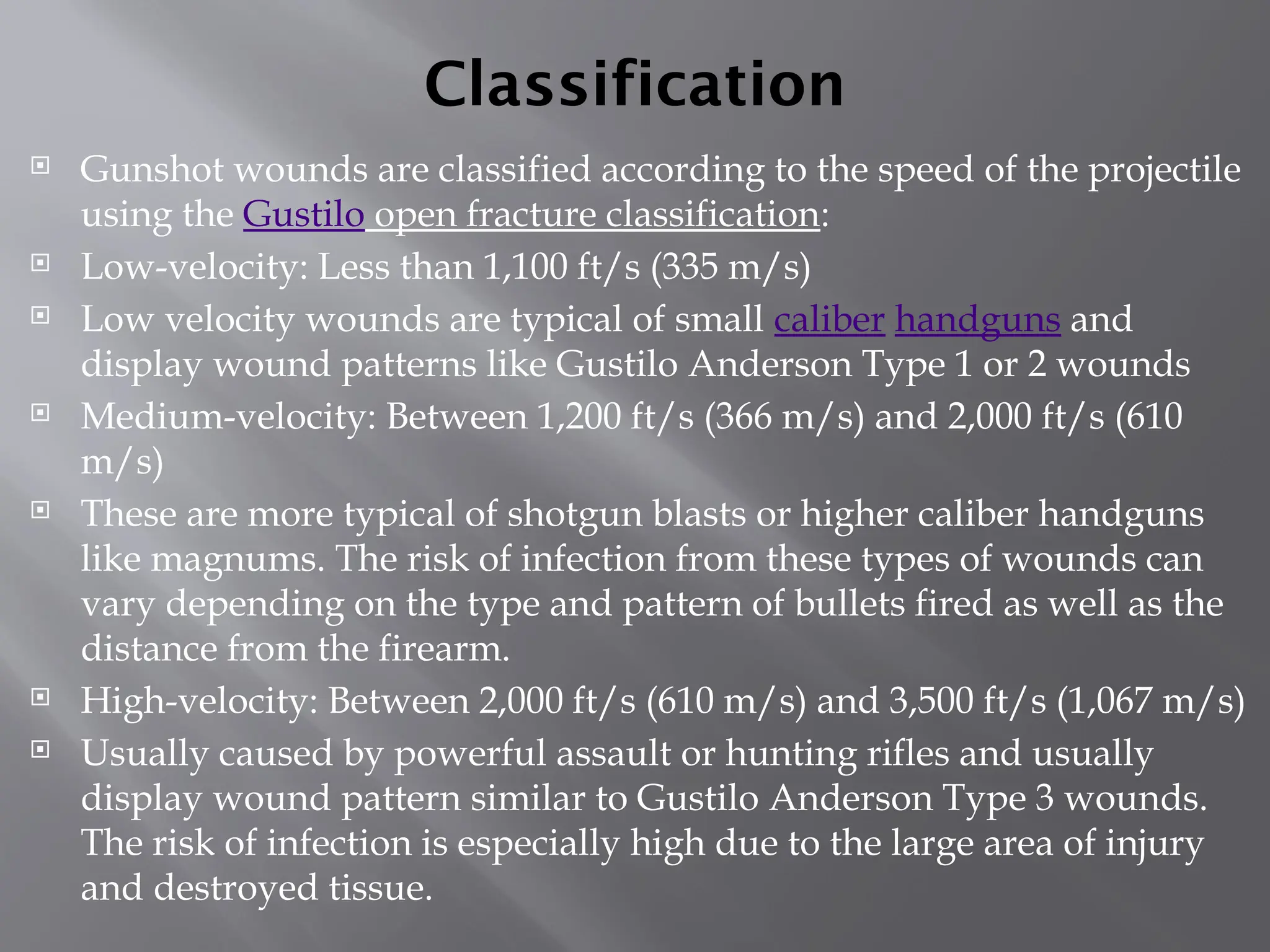 Gunshot Trauma it’s mechanism of injury and it’s classification | PPTX