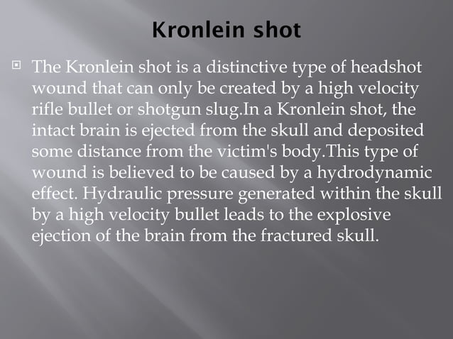Gunshot Trauma it’s mechanism of injury and it’s classification | PPT