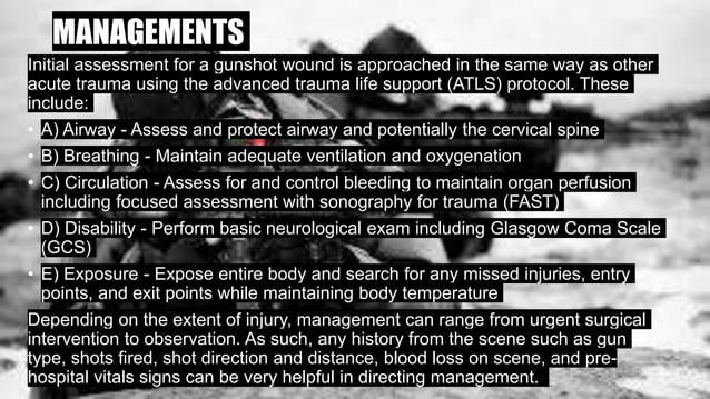 GUNSHOT WOUNDS (1).pptx | First Aid | Injuries