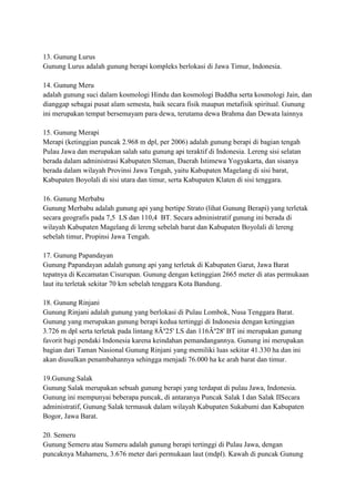 Gunung berapi yang masih aktif di indonesia | DOCX