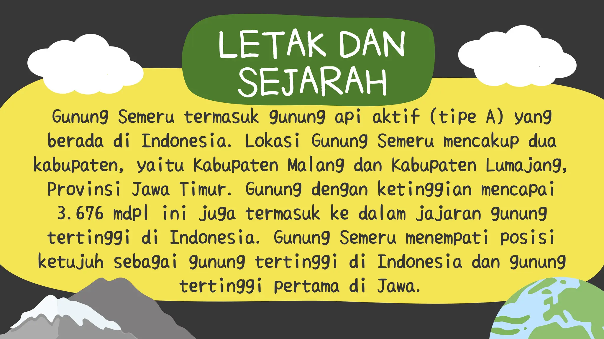 PPT mengenai sejarah, lokasi, tipe, dan dampak letusan Gunung Semeru | PPT | Free Download