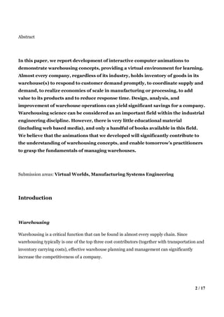 Demonstrating warehousing concepts through interactive animations | PDF