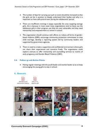 AWARENESS SESSION ON EARLY PREGNANCIES AND GENDER-BASED VIOLENCE (GBV ...