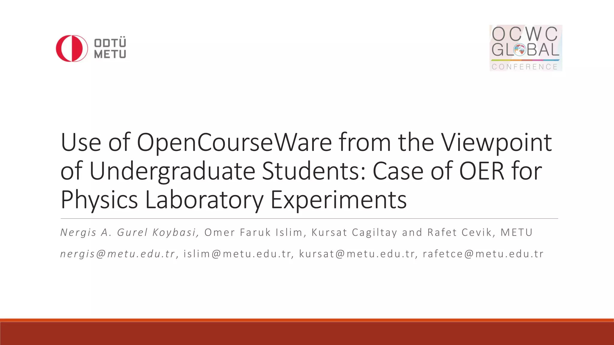 Use of OpenCourseWare from the Viewpoint of Undergraduate Students ...