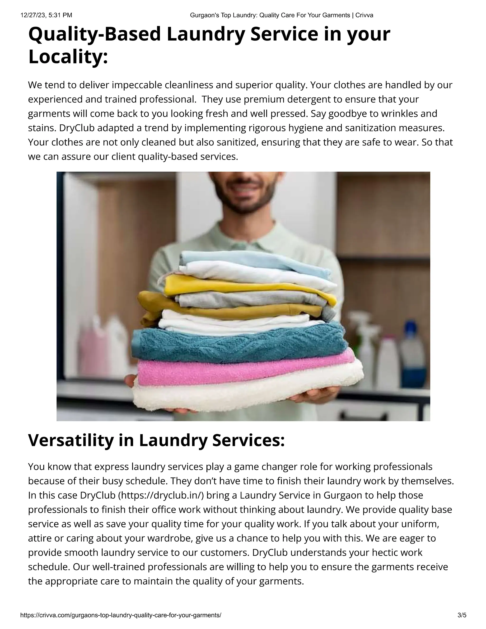 Gurgaon’s Top Laundry Quality Care for Your Garments | PDF