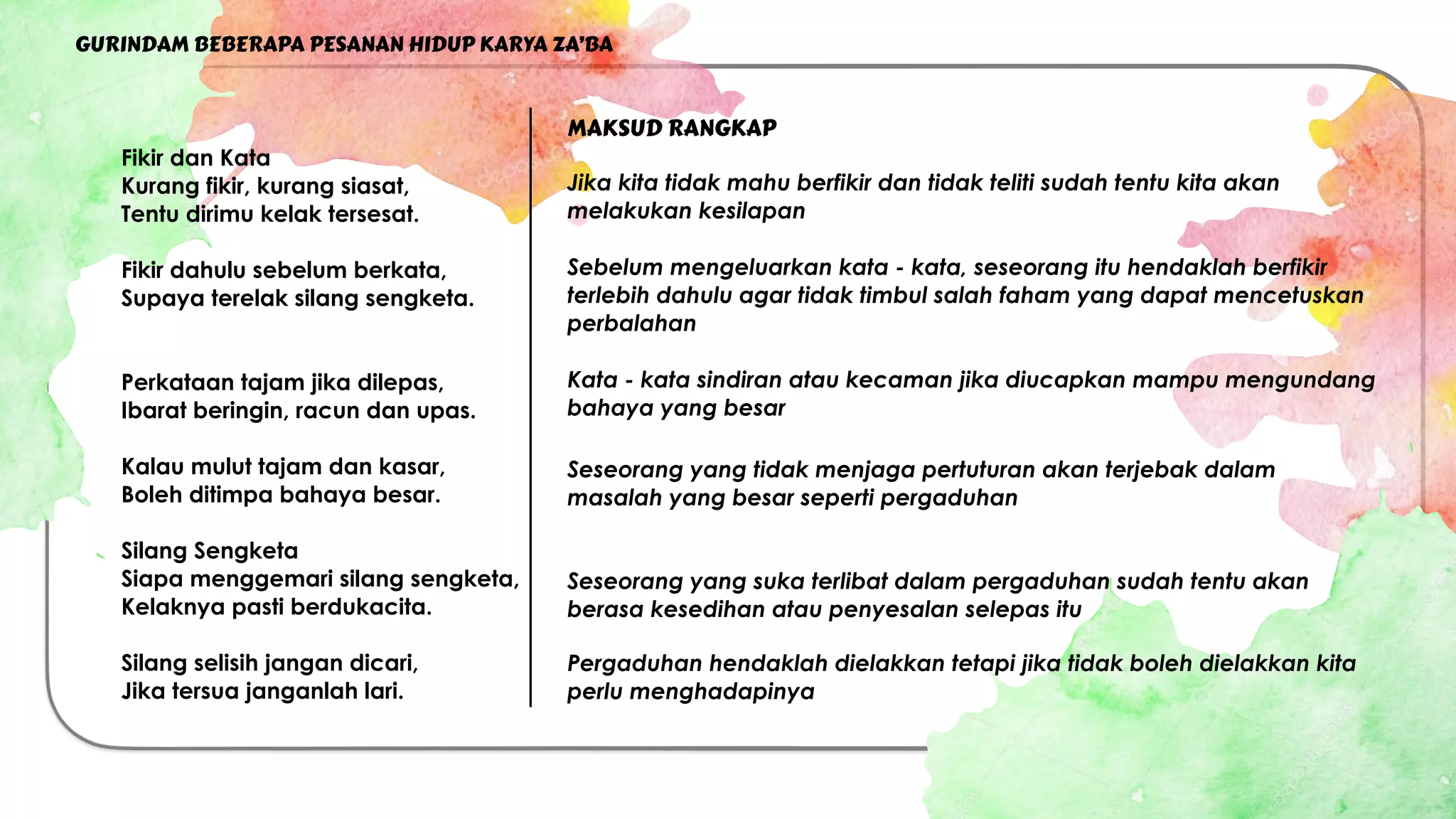 Gurindam Beberapa Petua Hidup | Azriy Nazariee | PDF