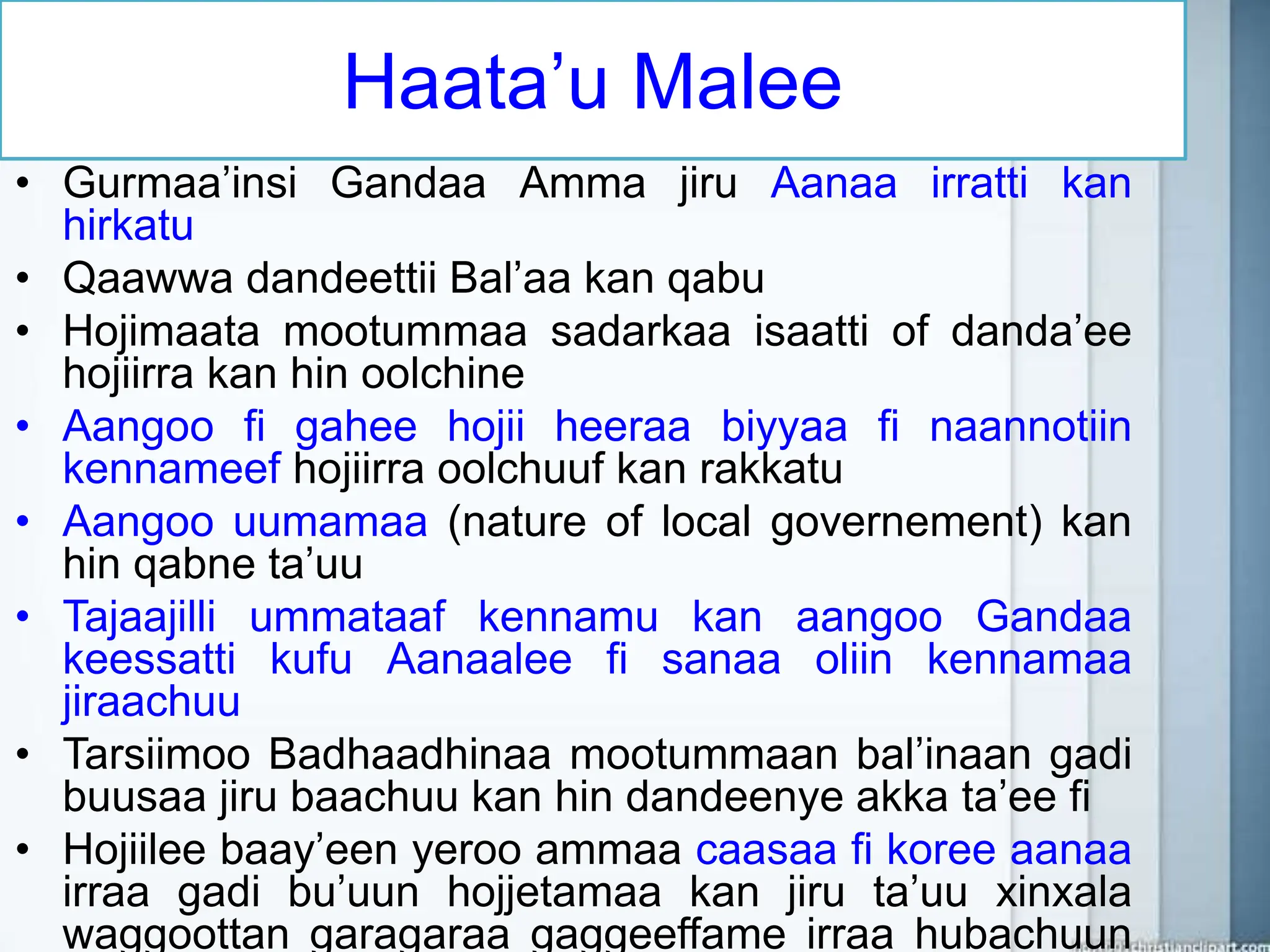 sagantaa Misooma fi Gurmaa'insa Gandoota | PPTX