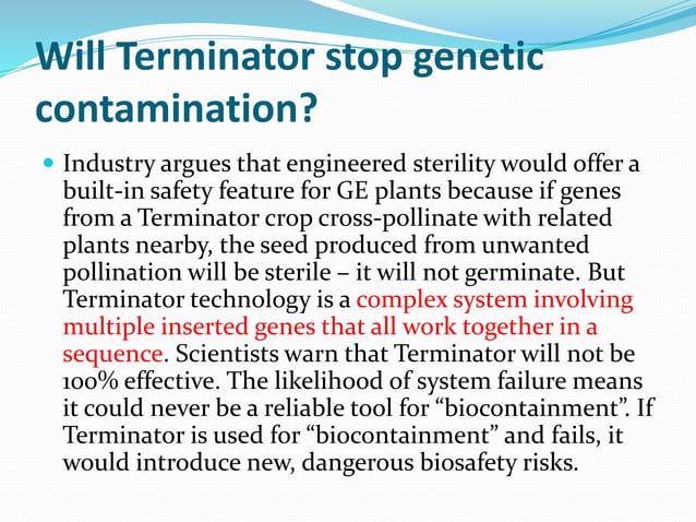GURT (Genetic use restriction technology) | PPTX | Agriculture | Industries