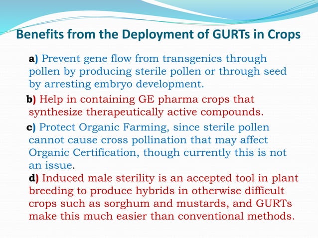 GURT (Genetic use restriction technology) | PPTX | Agriculture | Industries