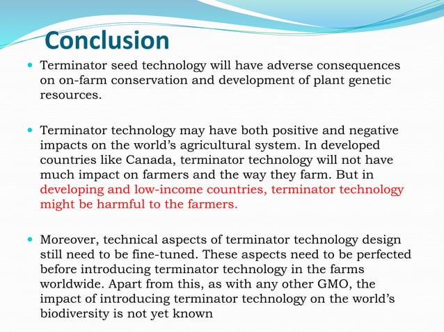 GURT (Genetic use restriction technology) | PPTX | Agriculture | Industries