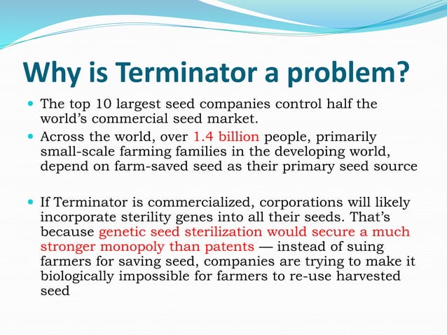 GURT (Genetic use restriction technology) | PPTX | Agriculture | Industries