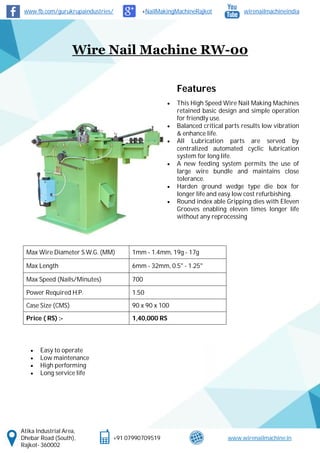 Wire Nail Making Machine | PDF