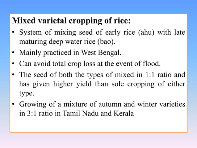 Rice based cropping system | PPTX | Agriculture | Industries