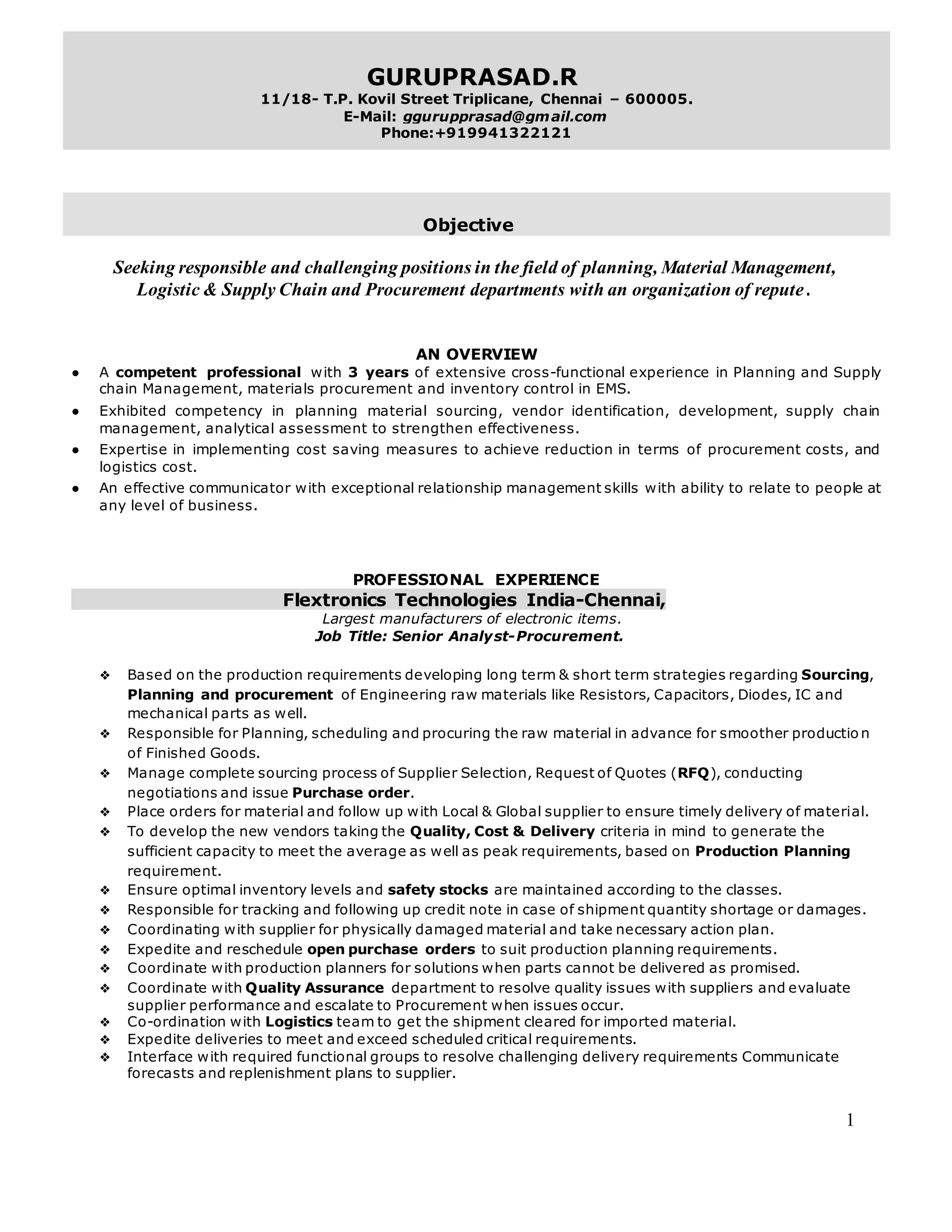 Guruprasad r resume | DOCX