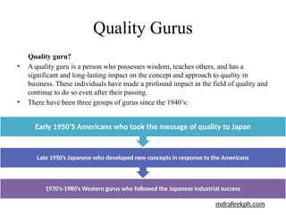 Quality Control Gurus and Quality Control Tools | PPTX