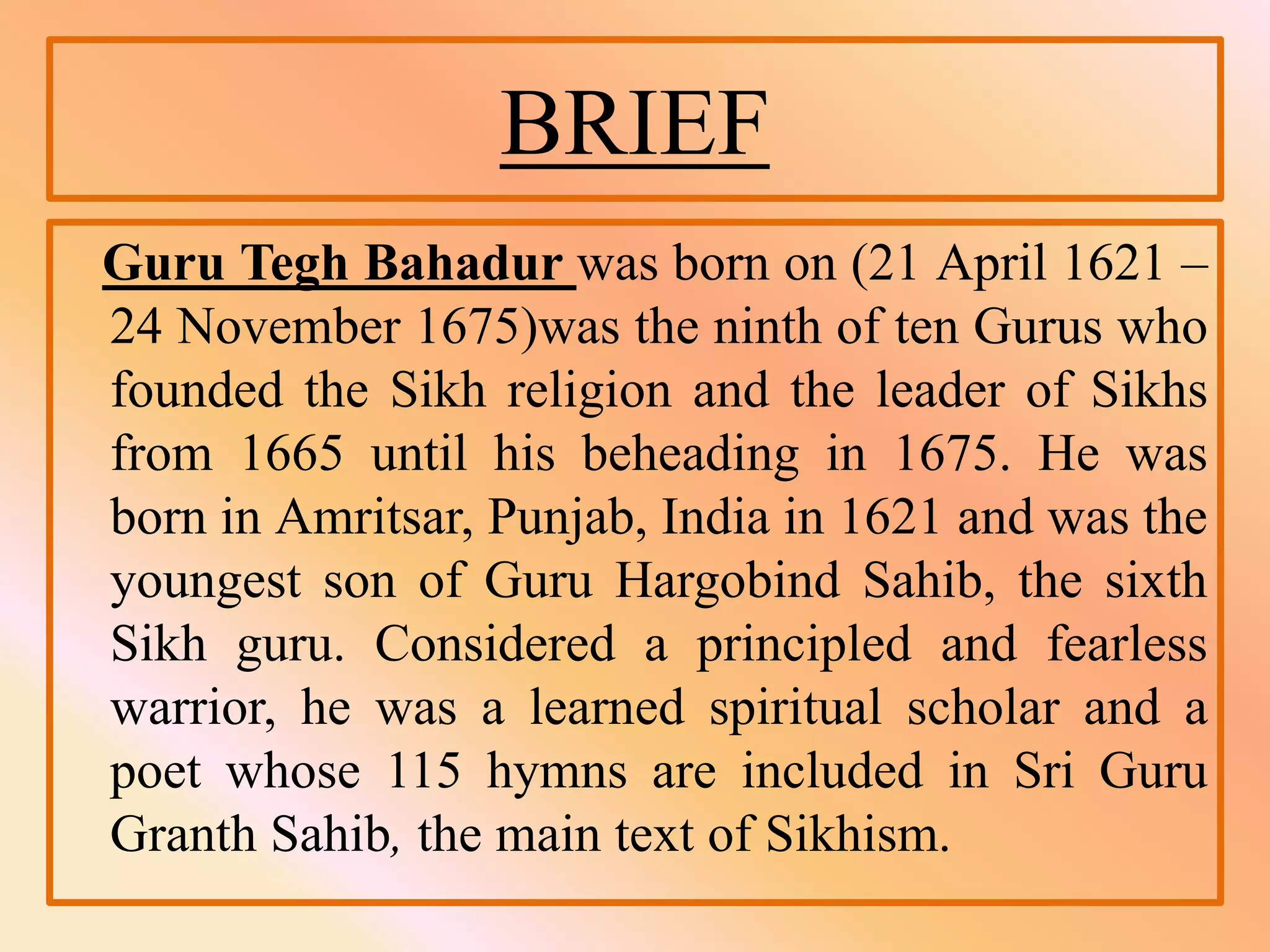 Guru tegh bahadur | PPTX