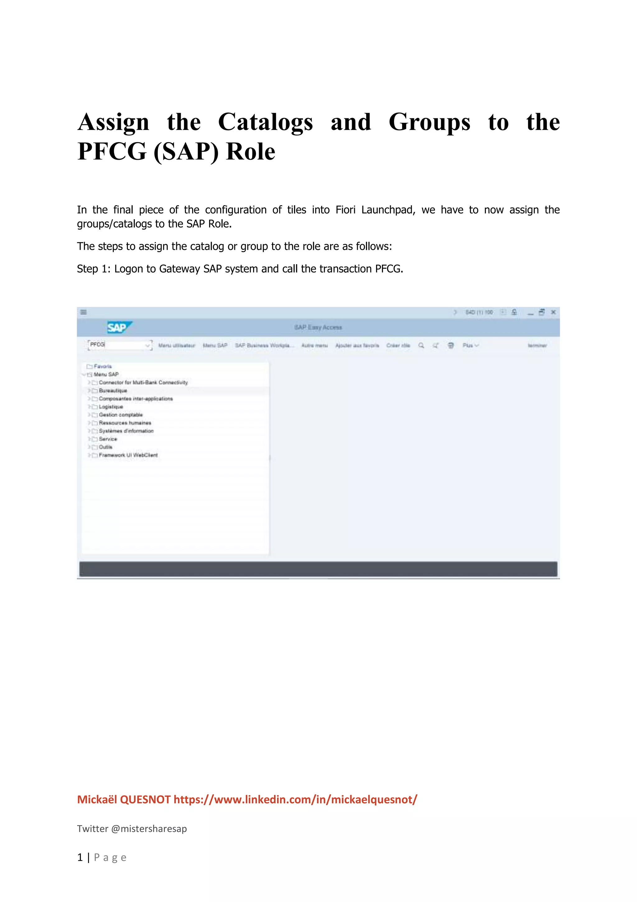GU_SAP S4 HANA_Assign the Catalogs and Groups to the PFCG (SAP) Role.docx | Computing ...