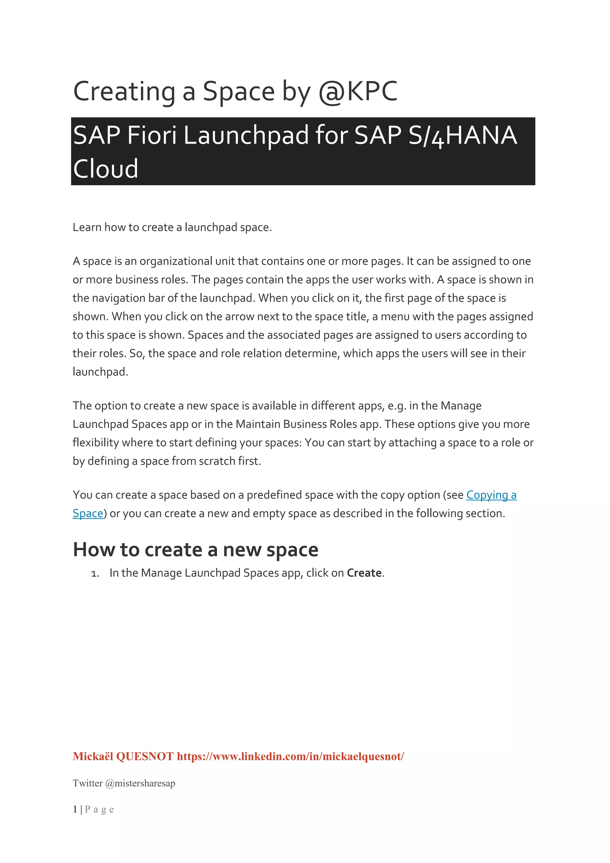 GU_SAP S4 HANA CLOUD_Creating a Space.docx
